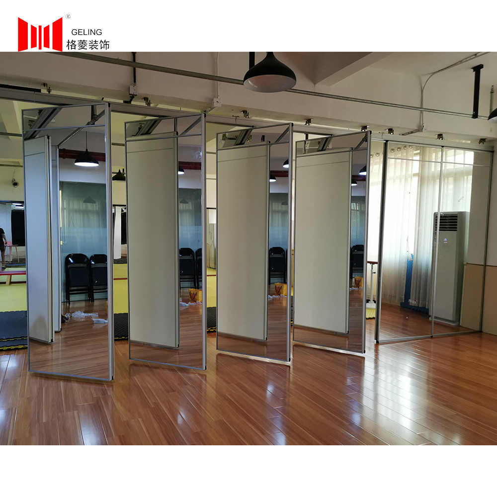 Dance Room Mirror Glass Movable Wall 12mm Glass Partition Acoustic